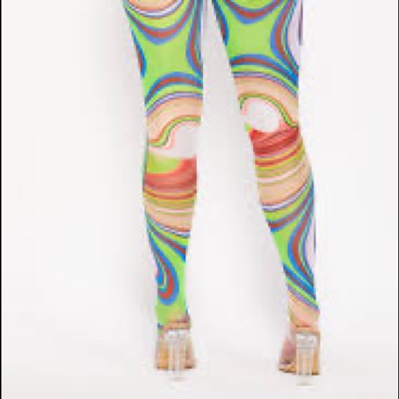 Pants & Jumpsuits | Green Swirl Mesh Tights | Poshmark